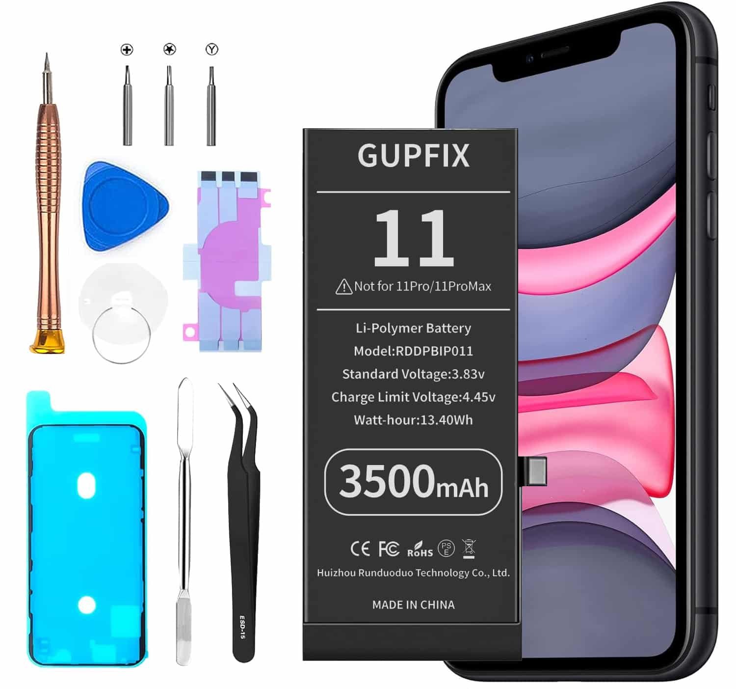 High Capacity 3500mAh Battery for iPhone 11 with Tool Kit – GUPFIX GIVE ...